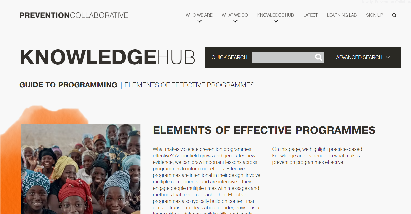 Prevention Collaborative - ELEMENTS OF EFFECTIVE PROGRAMMES