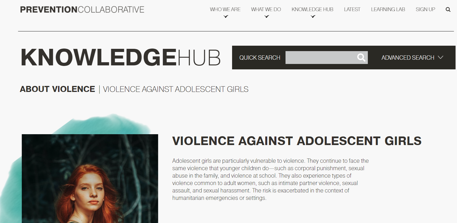 Prevention Collaborative - VIOLENCE AGAINST ADOLESCENT GIRLS
