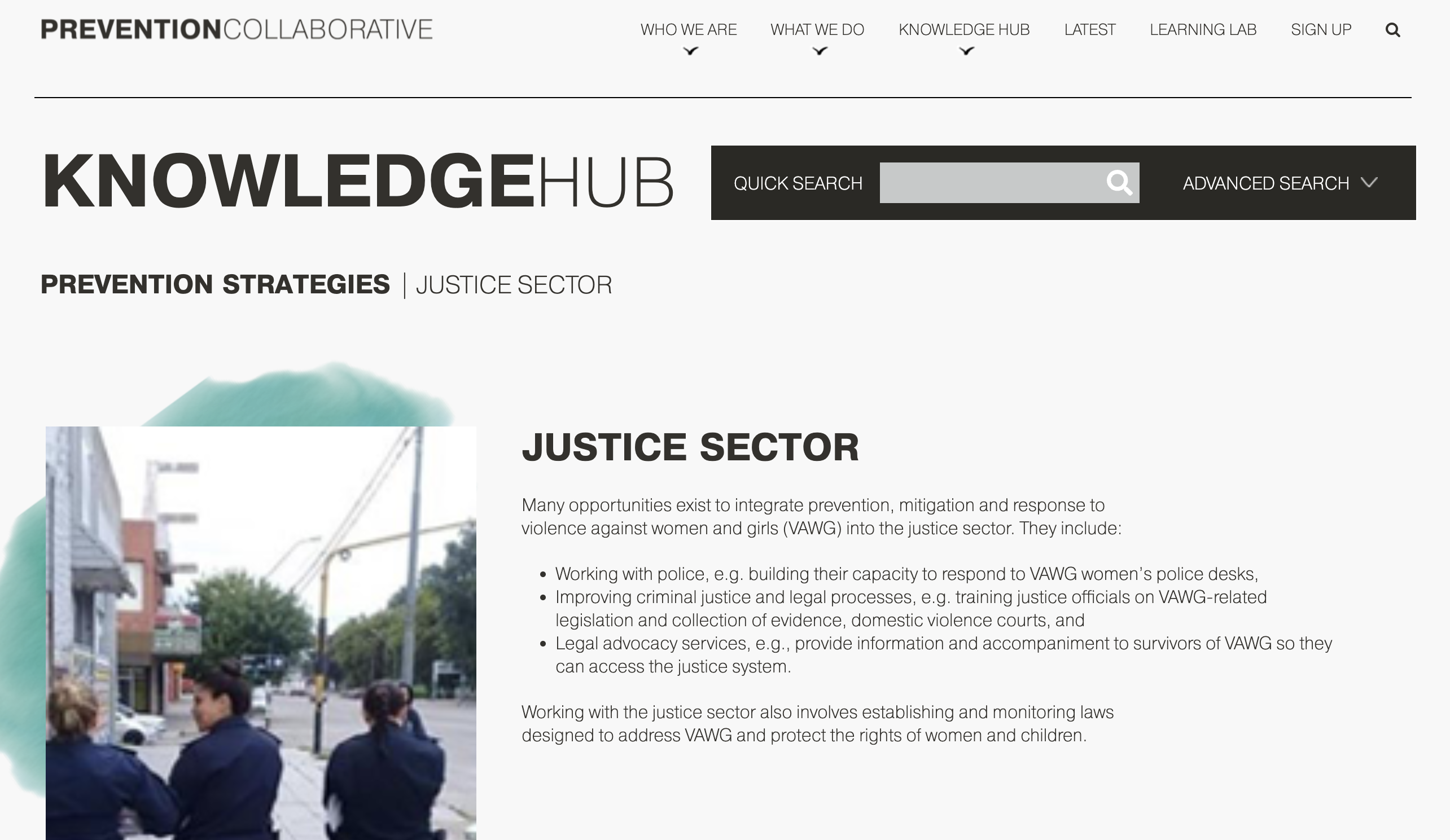 Prevention Collaborative - JUSTICE SECTOR