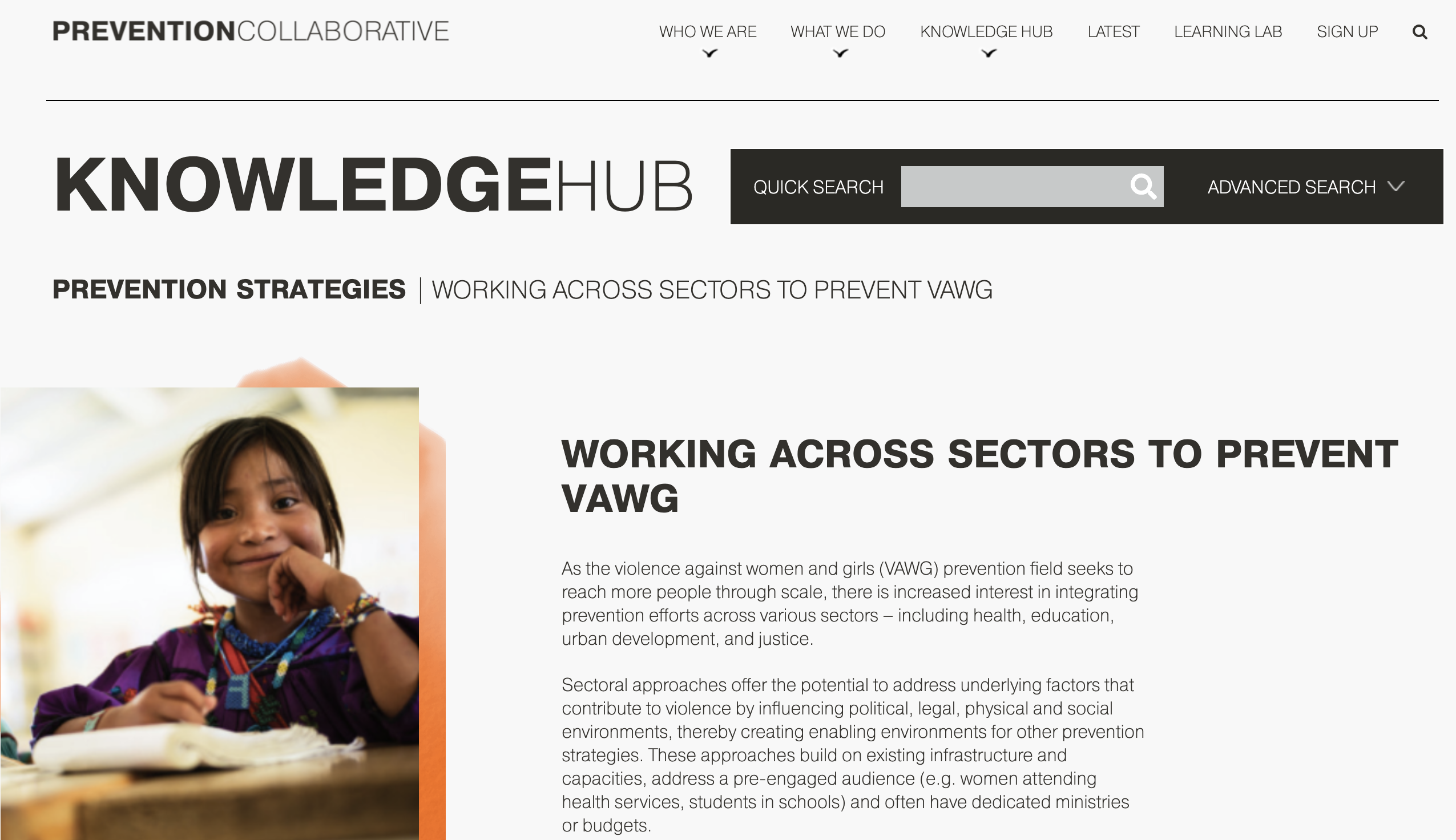 Prevention Collaborative - WORKING ACROSS SECTORS TO PREVENT VAWG