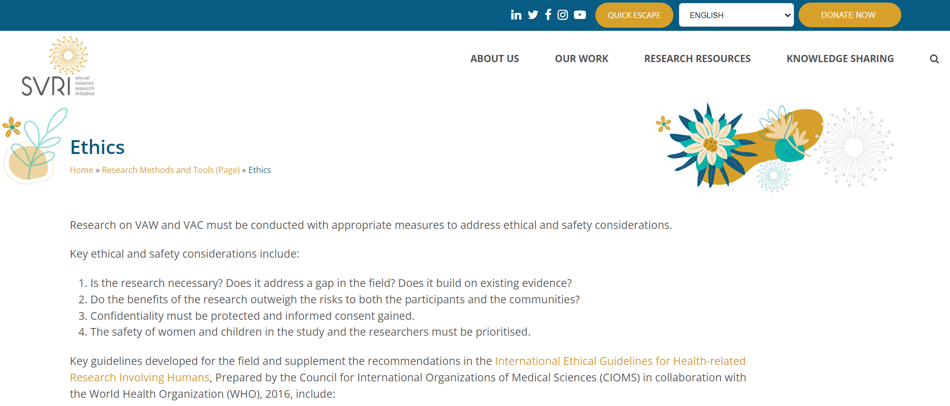 Prevention Collaborative - ETHICS RESOURCES, SVRI