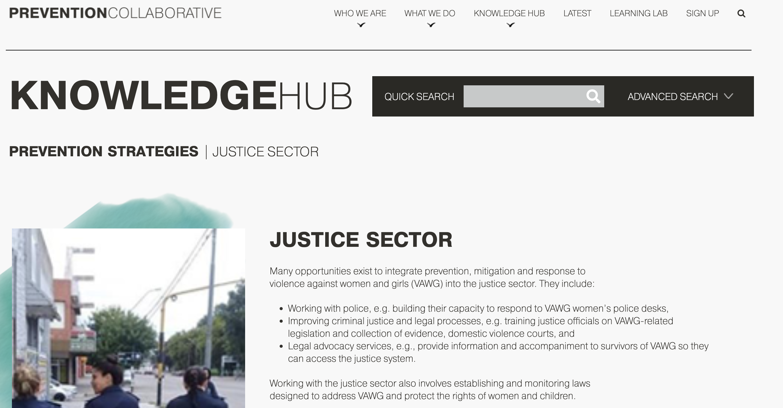 Prevention Collaborative - JUSTICE SECTOR