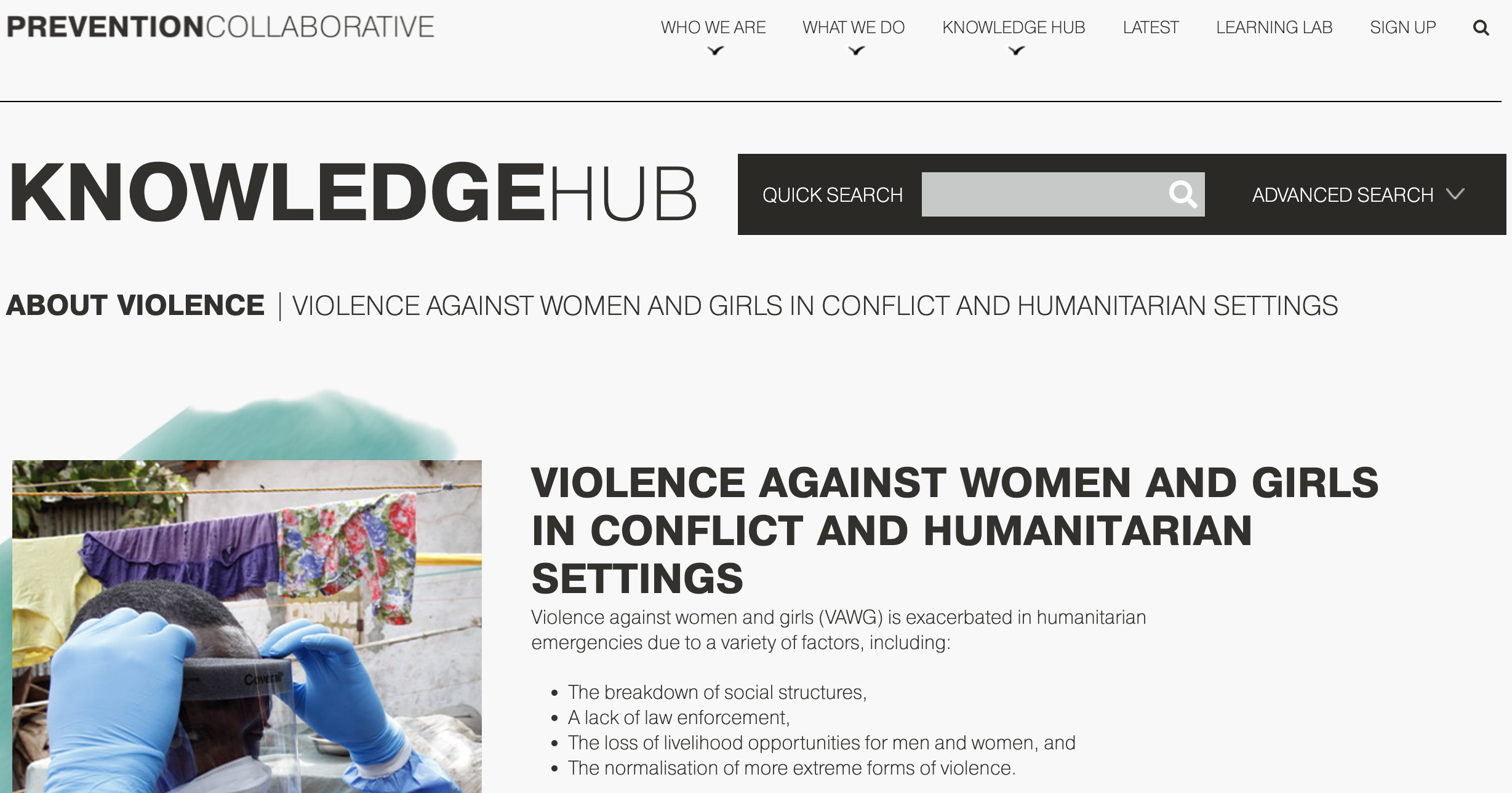 Prevention Collaborative - VIOLENCE AGAINST WOMEN AND GIRLS IN CONFLICT ...